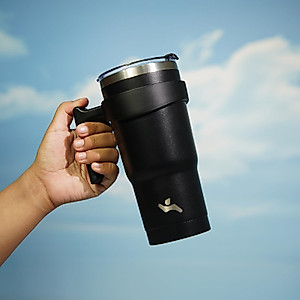 Konokyo 20 oz Tumbler with Handle and 2 Straw 2 Lid, Insulated Water Bottle Stainless Steel Vacuum Cup Reusable Travel Mug,Black