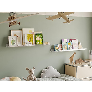 Fixwal Clear Acrylic Shelves, Set of 4, 15 Inch Floating Wall Mounted Shelves, Stone Pattern, Display Case, Floating Bookshelf, Wall Decor for Bathroom Storage