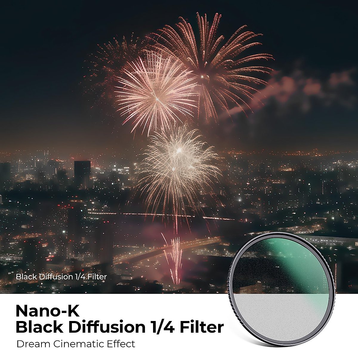 K&F Concept 49mm Black Diffusion 1/4 Filter Mist Cinematic Effect Filter with 18 Multi-Layer Coatings for Video/Vlog/Portrait Photography (K-Series)