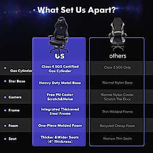 Big and Tall Gaming Chair 350lbs-Racing Computer Gamer Chair,Ergonomic Office PC Chair with Wide Seat, Reclining Back, Adjustable Armrest for Adult Teens-Black