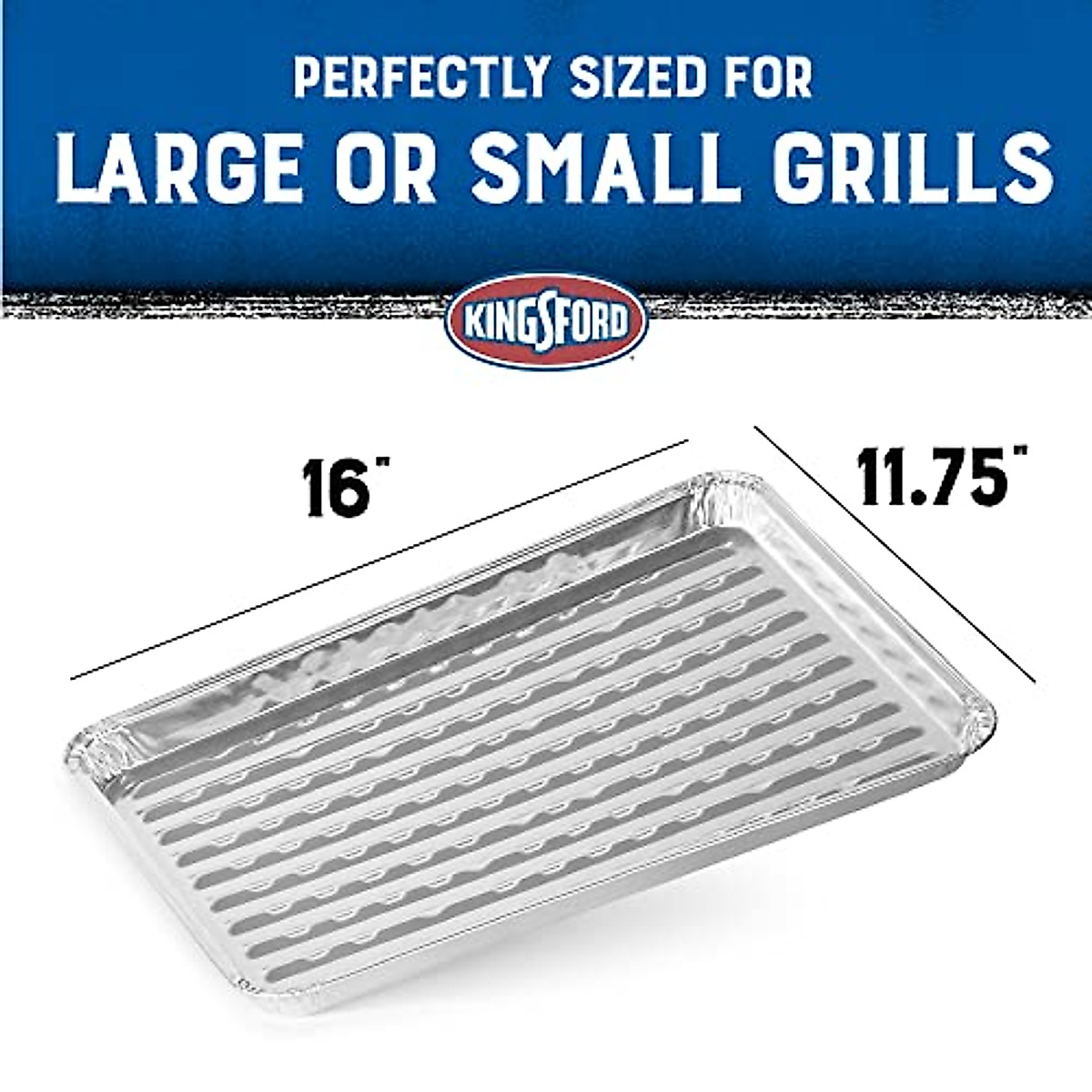 Kingsford Grilling Fish & Veggie Griller, Non-Stick Aluminum Grill Liner, Prevents Food from Falling through Grill Grates, 16" x 11.75" x 0.88", Pack of 4, Model: 6119994300