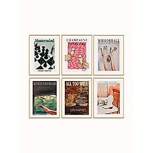 Taylor Music Swift Midnights Posters Vintage Album Wall Art for Room Aesthetics，Champagne Problems Canvas Prints Girly Pops Preppy Room Wall Decor Set of 6 for Living Room Bedroom 8x10in Unframed