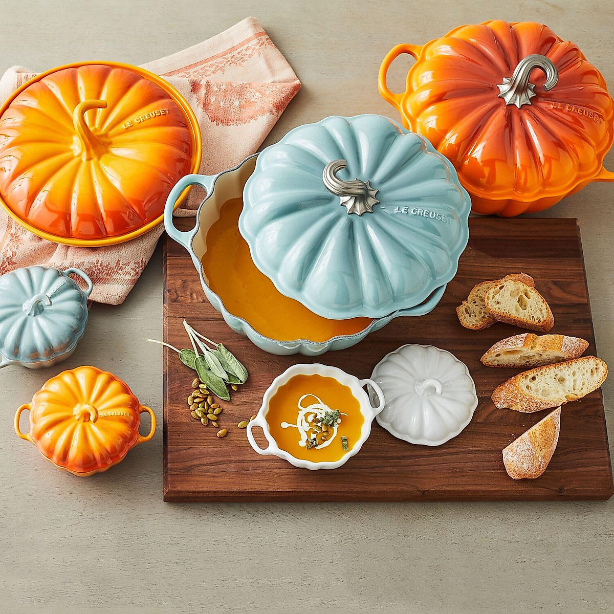 Le Creuset Enameled Cast Iron Figural Pumpkin Cocotte, 4 qt., Persimmon