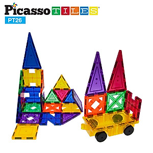 PicassoTiles Building Blocks Inspirational Kit 3D Building Construction Toys Clear Magnetic Stacking Set STEM Playboards Magnet Felt Tiles Novelty Games, Creativity Beyond Imagination
