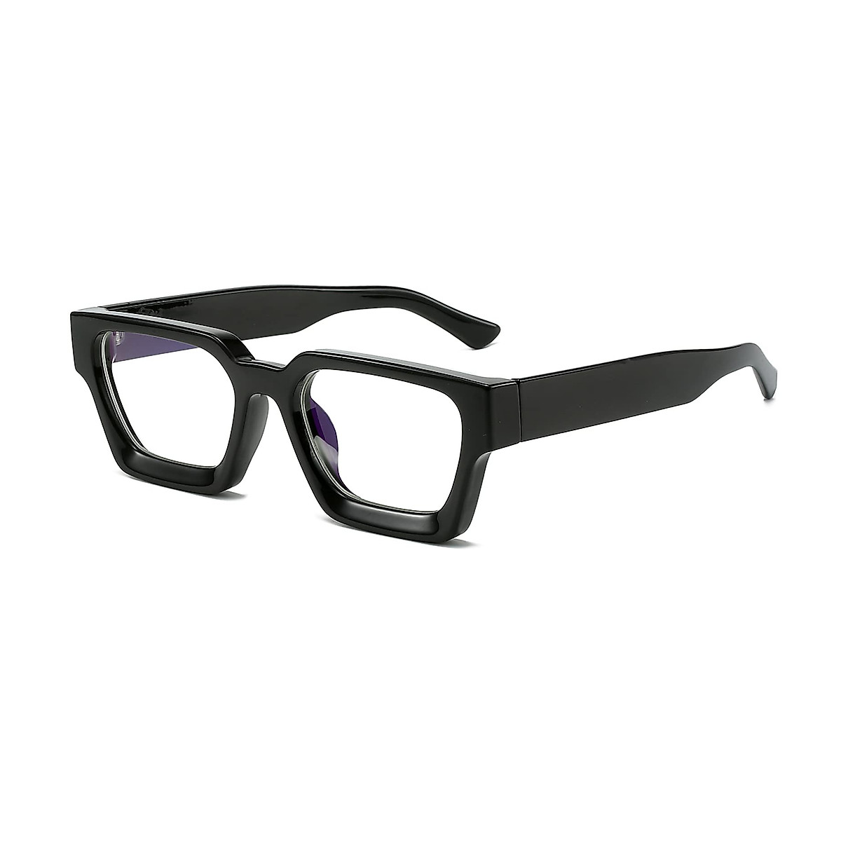 EYLRIM Thick Square Frame Blue Light Glasses for Women Men Non Prescription Computer Eyeglasses(01 Black)