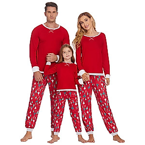 Ekouaer Pajamas De Navidad De Santa Family Holidays Family Matching Sleepwear Red Christmas Tree Medium