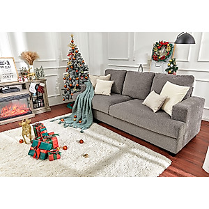 PaPaJet Sofa, Deep Seat Sofa-Contemporary Bouclé Sofa Couch, 3 Seater Sofa for Living Room-Oversized Sofa, Off-White Comfy Sofa