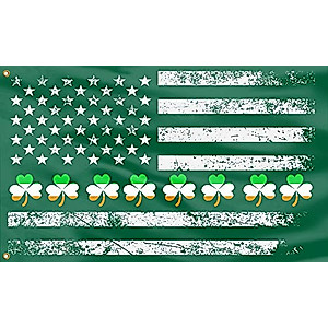 Gormcore Happy St. Patrick's Day Flag American Flag Lucky Banner Flag with Brass Grommets,Outdoor Sign House Banner Polyester Yard Lawn Outdoor Decor 3x5 Ft