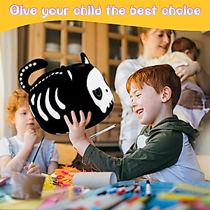 Koiernr Halloween Black Cat Plush Toy Black Cat Pillow, Black Cat Stuffed Animal Pillows Cute Skeleton Black Cat Plushie Toys Gifts for Kids Adults Birthday Gifts Halloween Home Decor