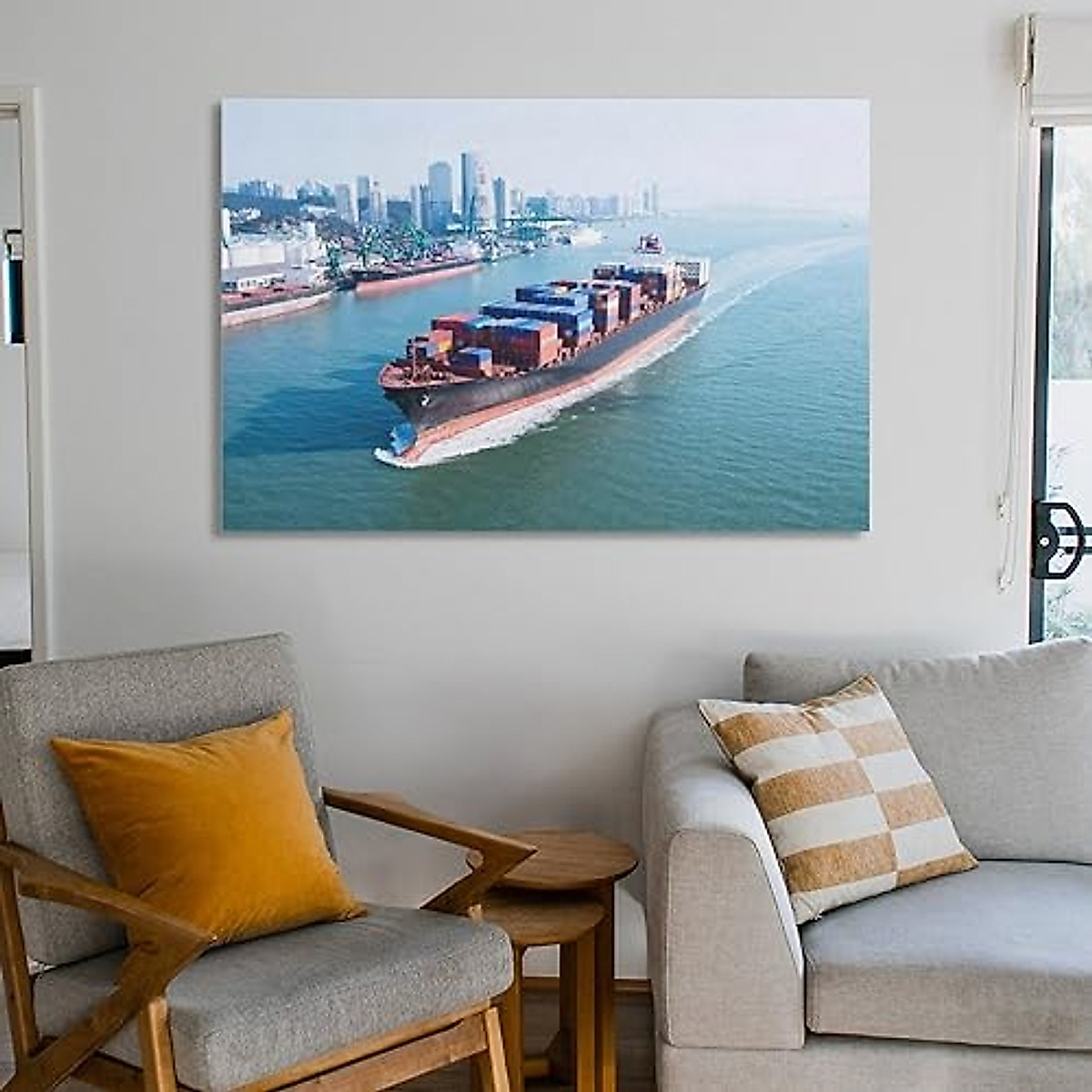 Posters Room Poster Aesthetic Container Cargo Ship Art Poster Harbor Terminal Landscape Poster Canvas Painting Posters And Prints Wall Art Pictures for Living Room Bedroom Decor 08x12inch(20x30cm) Un