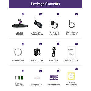 Loocam 900MHz Wireless Security Camera System Outdoor 2TB Hard Drive, 2000ft Long Range Transmission, 4 Camera 6 Channel NVR Surveillance Kit
