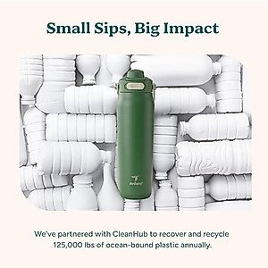 REDUCE Aura Vacuum Insulated 26 oz Water Bottle - Leak-Proof & Chug Spout for Quick Hydration - Keeps Drinks Cold for 30 Hours - Removable Handle for Travel or Gym - Soft Sit Base - Mineral Blue