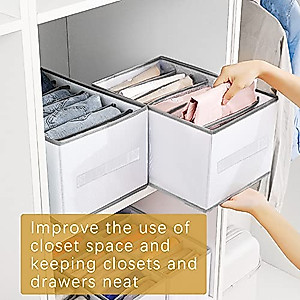 Hysagtek 2 Pack Upgraded Wardrobe Clothes Organizer with Support Board, Large 7 Grids Jeans Pants Organizer for Drawer, Compartment Storage Box for Clothes Dividers, Leggings, Trousers