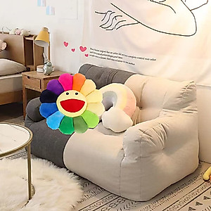 ZXMBEDDINGS 17" Sunflower Flower Plush Pillow,Smile Face Cushion Colorful Home Bedroom Decor