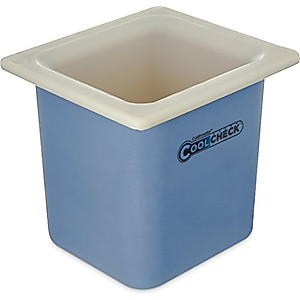 Carlisle CM1105C1402 Coldmaster CoolCheck 6" Deep Sixth-Size High Capacity Insulated Cold Food Pan, 1.7 Quart, Color Changing, White/Blue
