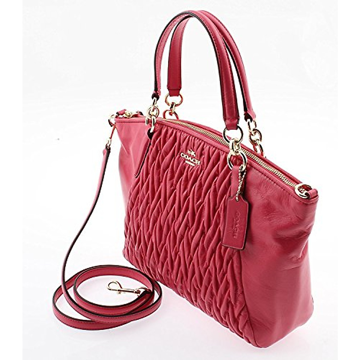 COACH Small Kelsey Satchel in Gathered Twist Leather in Dahlia F37081 IMDUL
