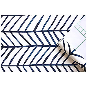HAOKHOME 96020-2 Modern Stripe Peel and Stick Wallpaper for Bedroom Herringbone Navy Blue Vinyl Removable Decoration 17.7in x 9.8ft