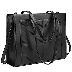 Laptop Tote Bag for Women 15.6 Inch Leather Computer Totes Trendy Business Office Work Briefcase