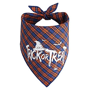 Halloween Bandana for Dogs Set of 2, Triangle Reversible Pet Scarf for Small Medium Large Dogs