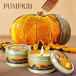 Scented Candles, Halloween Decorations, Halloween Candles for Home Scented, Pumpkin Candle Set, Soy Wax Candles Gift Set for Halloween Night Party (4 x 2.5 oz) Valentines Day Gifts for Her