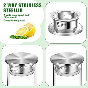 4 Pieces Glass Pitcher with Lid and Spout Heat Resistant Glass Water Carafe with Handle 1.5 Liter 51 oz Juice Beverage Pitcher with Stainless Steel Lid for Hot Cold Beverages Iced Tea Bar Kitchen