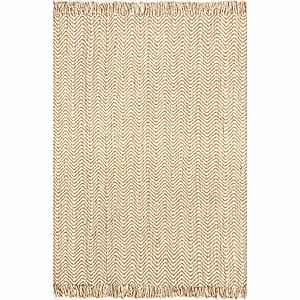 nuLOOM Don Chevron Jute Tasseled Accent Rug, 3' x 5', Off-white, Rectangular, 0.35" Thick
