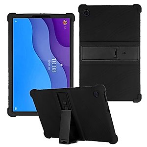 HminSen for Lenovo Tab M10 HD 2nd Gen Case 10.1 Inch 2020 (TB-X306F TB-X306X), Soft Silicone Stand Cover for New Barnes & Noble Nook 10 HD Tablet 2021 (Black)
