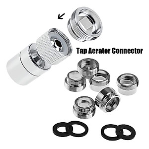 Rotate Swivel Faucet Aerator Connector Metal Outside Inside Thread Water Saving Adaptor Kitchen Faucet 16/18/20/22/24/28/mm to 22mm with Gasket for Bathroom Or Kitchen (C