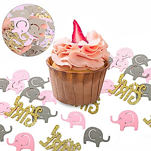 JYNTU Elephant Baby Shower Decorations (Pink)-Elephant Theme, Baby Shower Backdrop with Balloons, OH baby, It;s a Girl, Cake Topper, Paper Hanging Decoration(Flower,lantern)