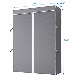 VIPEK Grey Upgarded Polyester Cover, Only fit V12 Garment Rack, 46.1" L x 18.5" W x 77.6" H