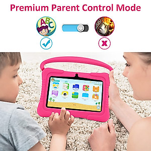 YCQ Kids Tablet Q8,7 inch Android Tablet PC,2GB RAM 32GB ROM,WiFi,Dual Camera,Educational,Games,Parental Control APP(Pink)