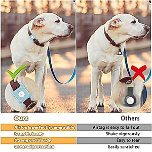 Airtag Dog Collar Holder, Silicone Apple Airtag Holder for Dog Collar, Waterproof Protective Air Tag Holder Case Compatible with Cat Dog Collars Loop & Backpack Accessories - Blue