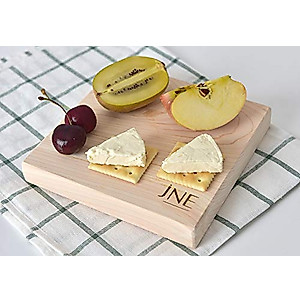 JNE Natural Hinoki Cypress Wood Cutting Board, Cheese Board, Chopping Board, Serving Board for Wine, Crackers, Fruit. Housewarming, Wedding, Birthday gift. Trivet (Square-7x1.2)