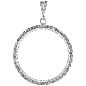 Sterling Silver Dollar Rope Bezel 38 mm Coins Prong Back Diamond Cut for All Silver Dollar Coins Coin NOT Included