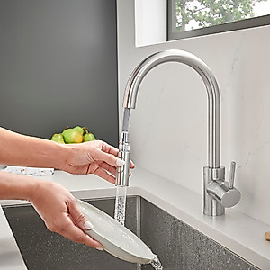 GROHE 32665DC3 Concetto Pull-Down Kitchen Faucet with sprayer Supersteel (Stainless Steel)
