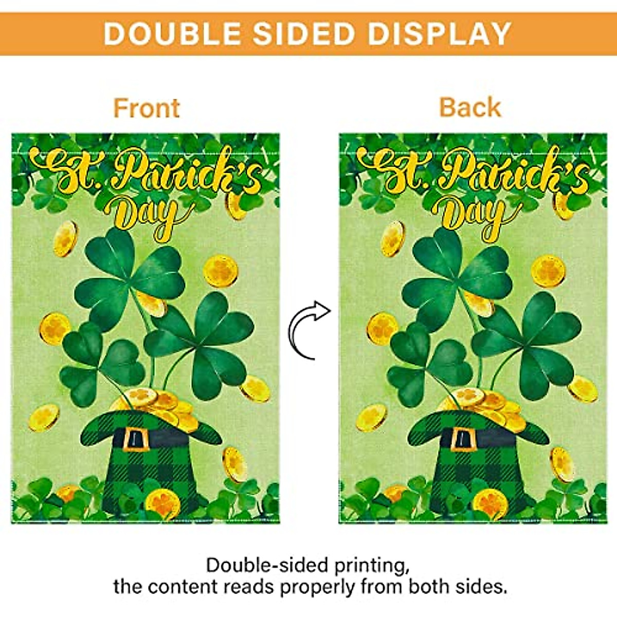 St Patricks Day Garden Flag, St Patricks Day Decorations, 28*40 inch St Patricks Day Flag with a Beautiful Shamrock Clover Pattern, Used to Decorate the Porch Courtyard Inside and Outside the House