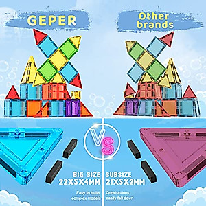 GEPER 32PCS Magnetic Tiles, Beginner Set Toddler Toys Girls & Boys, Magnetic Building Blocks Toys for 3+ Year Old, Ideal Gift STEM Toys, Montessori Learning Sensory Magnet Tiles for Kids 3-4 Birthday