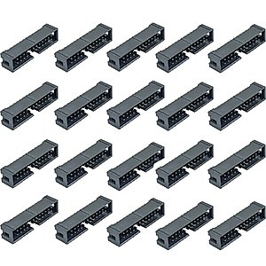 whiteeeen 20pcs 2 x 12 24 Pins 2.54mm IDC Socket Straight Male Box Header Connector