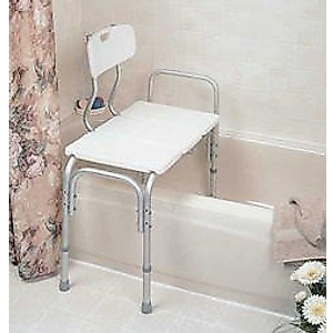 HEALTHLINE Tub Transfer Bench, Lightweight Medical Bath and Shower Chair with Back, Non-Slip Seat, Transfer Bench for Elderly and Disabled, Medical Bath Shower Chair, Adjustable Height, White