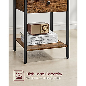 VASAGLE Nightstands Set of 2, Bedside Tables with Drawer, Side Tables, End Tables, for Bedroom, Office, Industrial, Stone Gray and Black ULET506B04