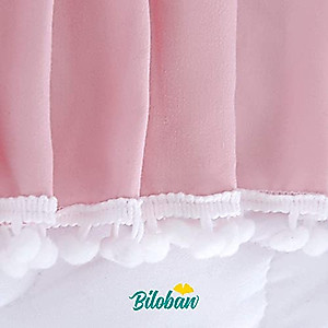 SPRINGSPIRIT Crib Skirt with Lovely Pompoms & Diaper Organizer Hanging Diaper Stacker Pink