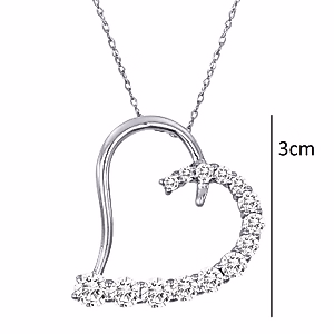 ORO LEONI 14k White Gold Cubic Zirconia Heart Pendant Necklace