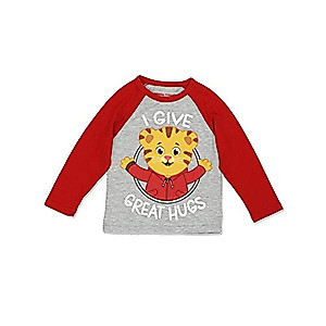 Daniel Tiger Toddler Boys Girls Long Sleeve Tee (2T, Red/Grey)