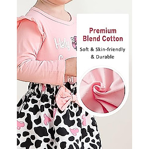 SUNNY PIGGY Newborn Baby Girl Clothes Toddler Long Sleeve Ruffle Romper Top Infant Skirt Set Little Girl Dress 0-3 Months Pink