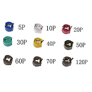 RLECS 18-Pack Trimmer Variable Capacitance for Arduino 5PF 10PF 20PF 30PF 40PF 50PF 60PF 70PF 120PF Adjustable Capacitor Kit (2pcs of Each Value)