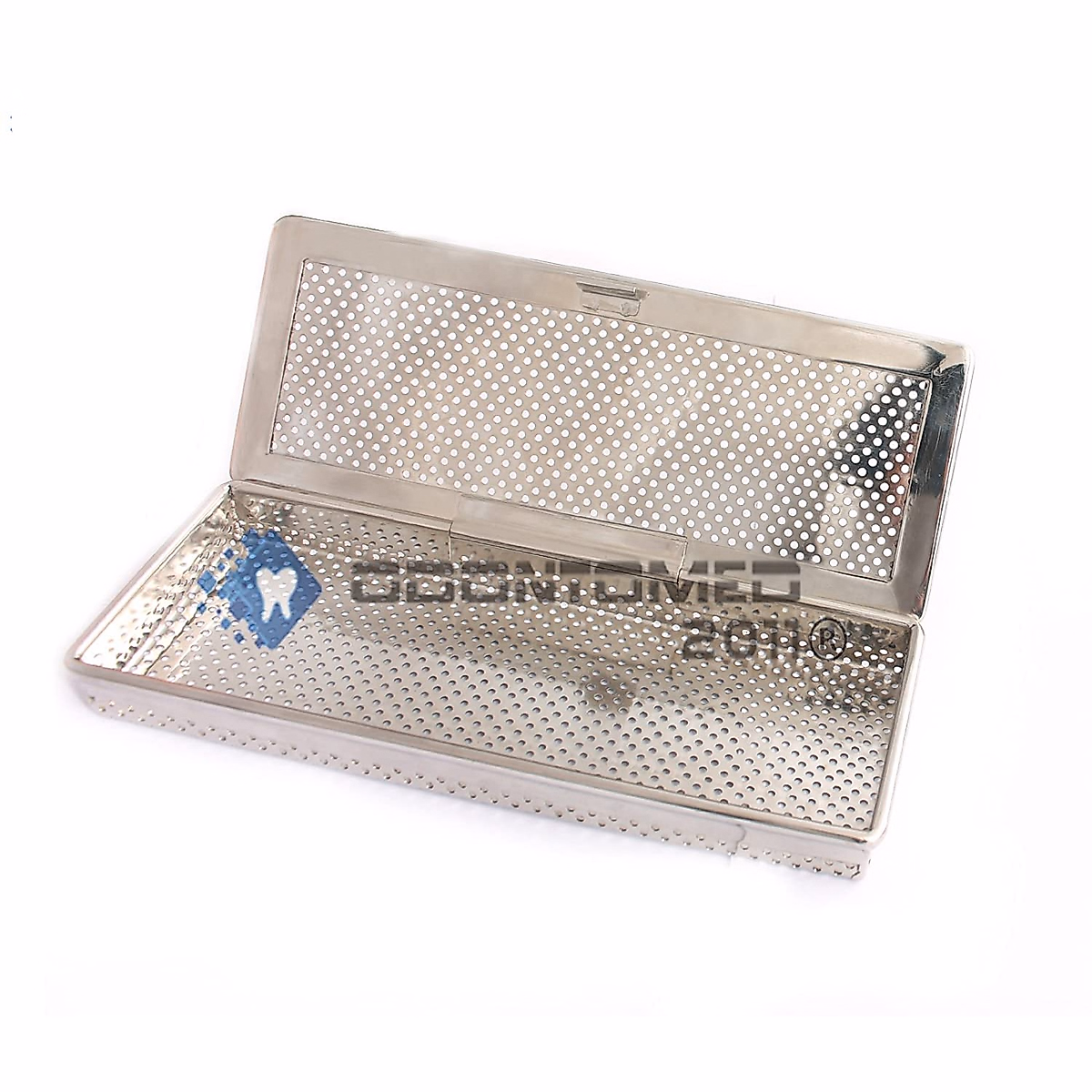 OdontoMed2011 Instrument Tray and Mesh Perforated Baskets Sterilization Tray 8" X 3" X 0.75" with Lid Stainless Steel, OD2011-DN-315
