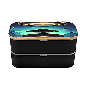 Spacecraft Descend Adult Lunch Box, Bento Box, With Cutlery Set Of 3, 2 Compartments, Rectangular, Lunch Box For Adults