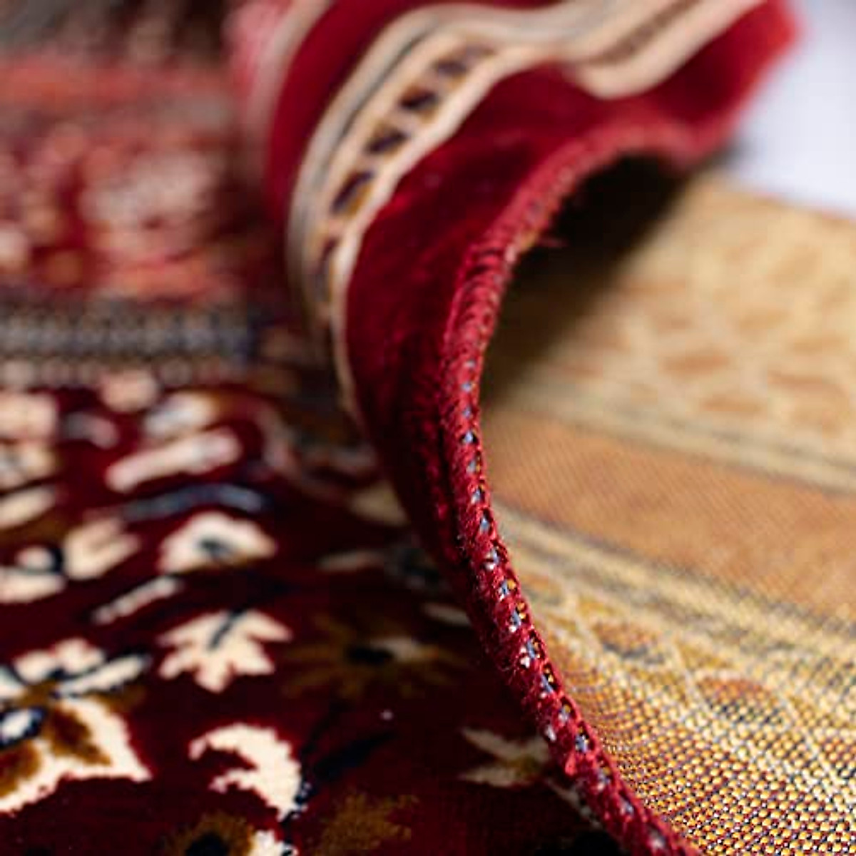 Modefa Turkish Islamic Prayer Rug - Multi Person Janamaz Sajada for Family or Mosque - Large Gathering & Group Praying Carpet - Wide Velvet Praying Mat (6 Person: 43 x 118 in)