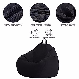 LPMOERA Stuffed Animal Storage Bean Bag Chair Cover (No Filler) For Kids and Adults.Soft Stuffable Bean Bag For Organizing Children Plush Toys or Memory Foam Caramel L for Adults