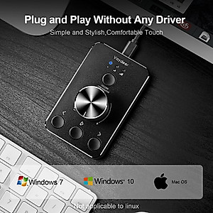 Vaydeer Volume Control Knob with One-Click Mute Function and 3 Volume Control Modes, USB Volume Knob Multimedia Controller for Win 7/8/10/Mac, Gift for Loved Ones